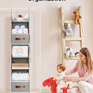 Yecaye Upgraded 7-Shelf Hanging Closet Organizers and Storage with 3 Drawers 4 Side Pockets, 2 Flexible 3-Shelf Closet Organizer System, Clothes Organizer Shelves for Bedroom Closet Rack