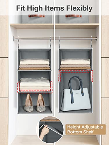 Yecaye Upgraded 7-Shelf Hanging Closet Organizers and Storage with 3 Drawers 4 Side Pockets, 2 Flexible 3-Shelf Closet Organizer System, Clothes Organizer Shelves for Bedroom Closet Rack