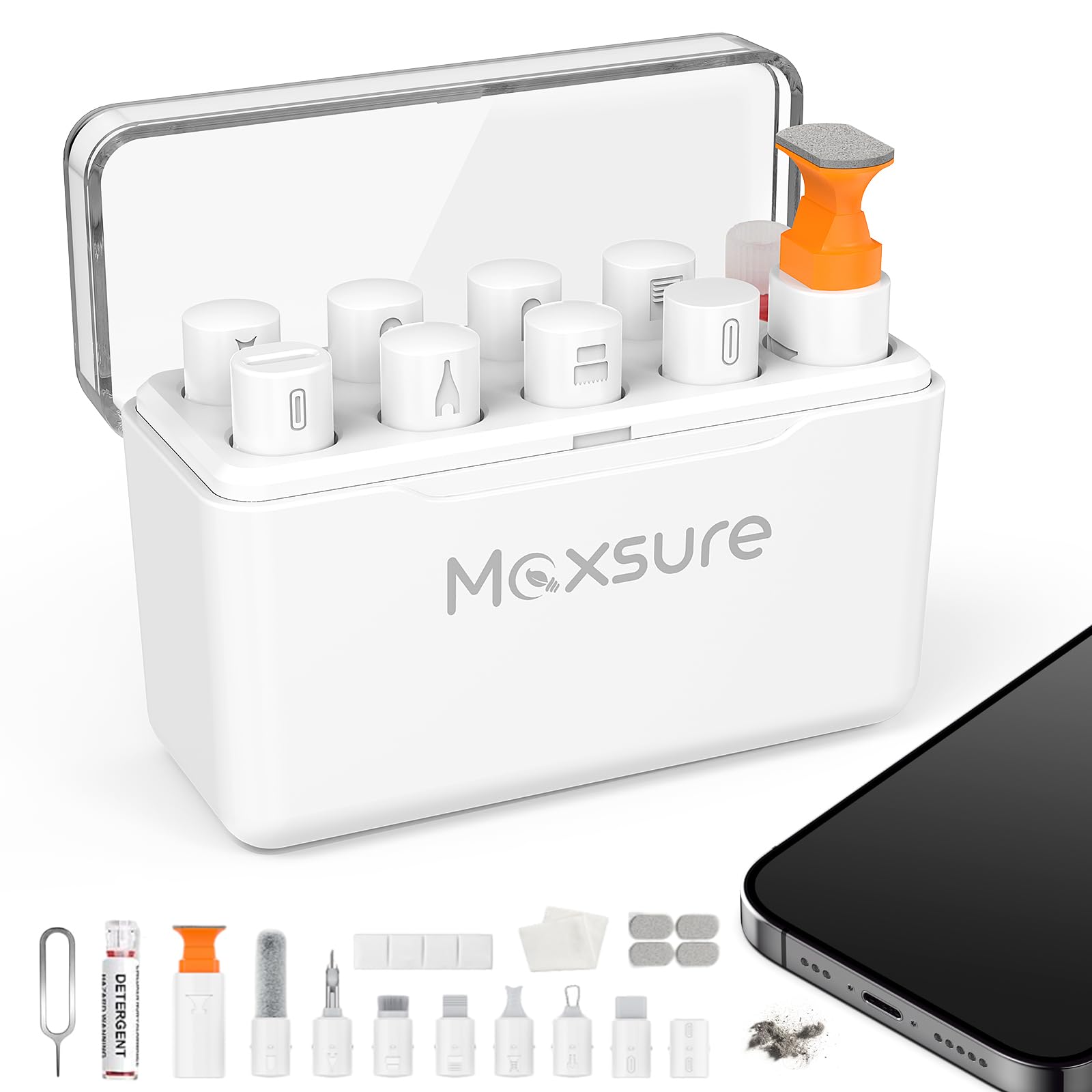 12 in 1 iPhone Cleaning Kit, Airpods Cleaning Kit, iPad/Phone Charging Port Cleaner Repair & Restore Tool,Multi Cleaner Tool Kit for USB C Port/Lightning Cables, Fix Unreliable Charging,White