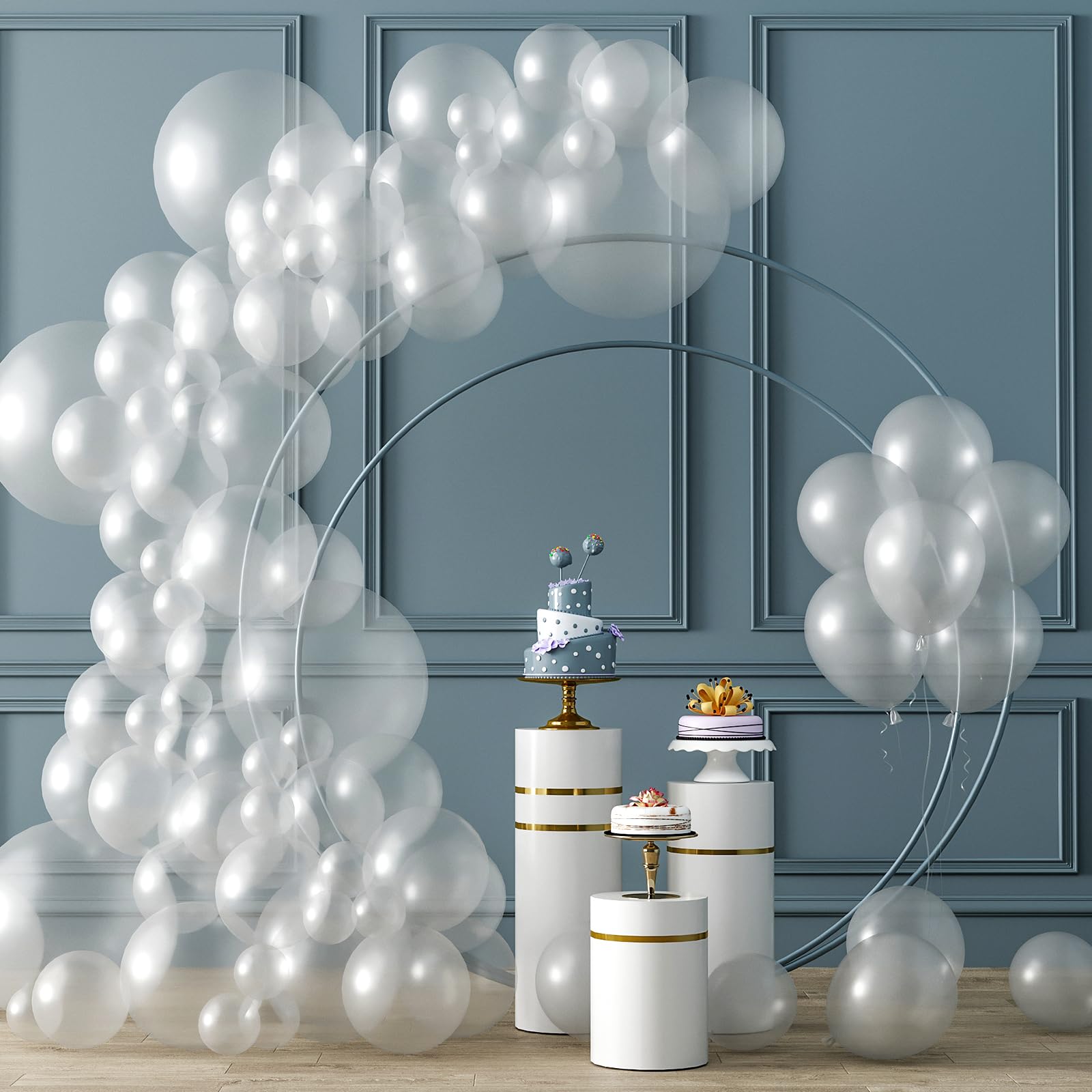 RUBFAC Clear Balloons Different Sizes 105pcs 5/10/12/18 Inch Transparent Balloon Garland Kit for Wedding Baby Shower Birthday Party Supplies Bridal Shower Decorations