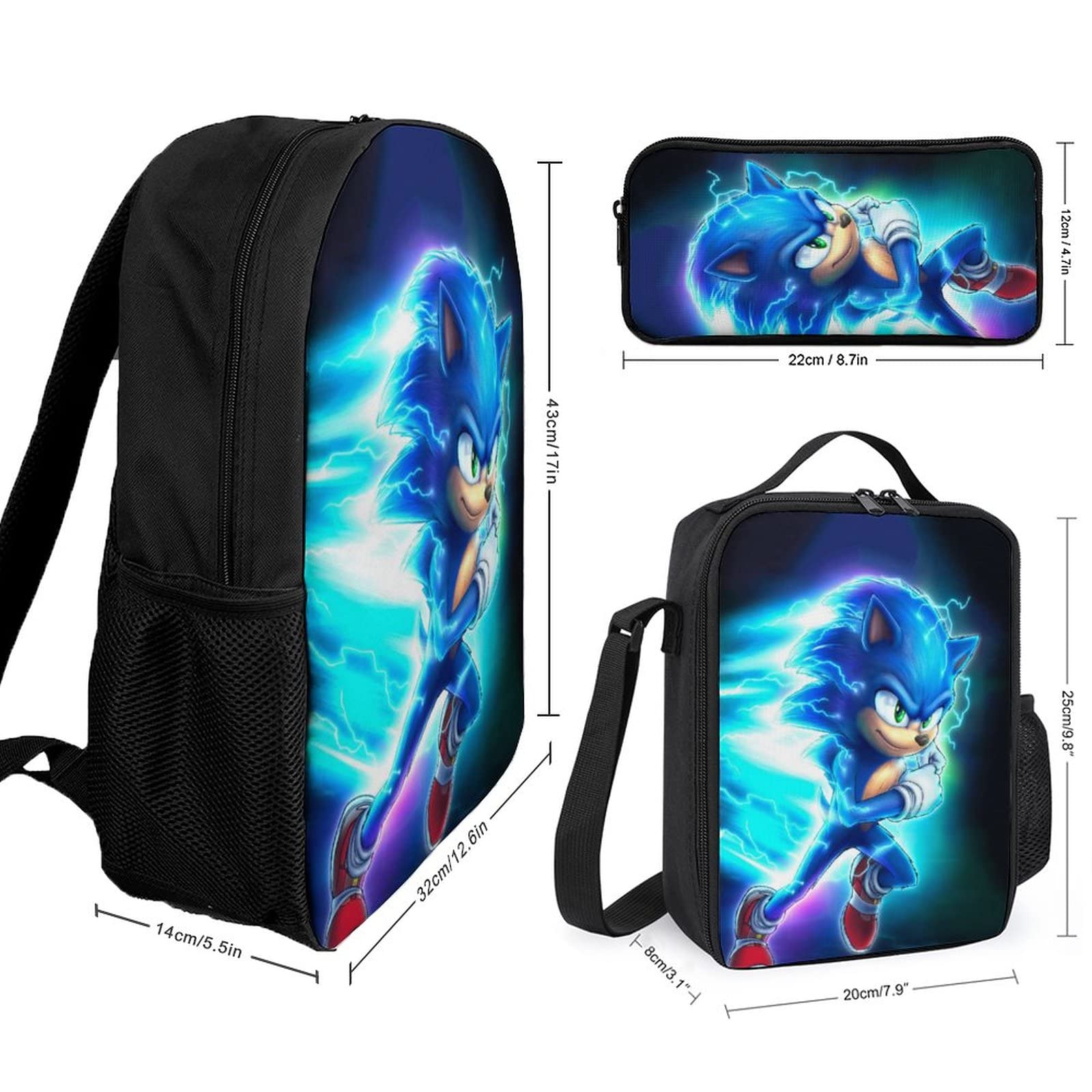 Ncwixnw 3 Pcs Backpack And Lunchbox Set with Pencil Case Cartoon Bookbag Laptop Bag Travel Hiking Daypack for Boys Girls