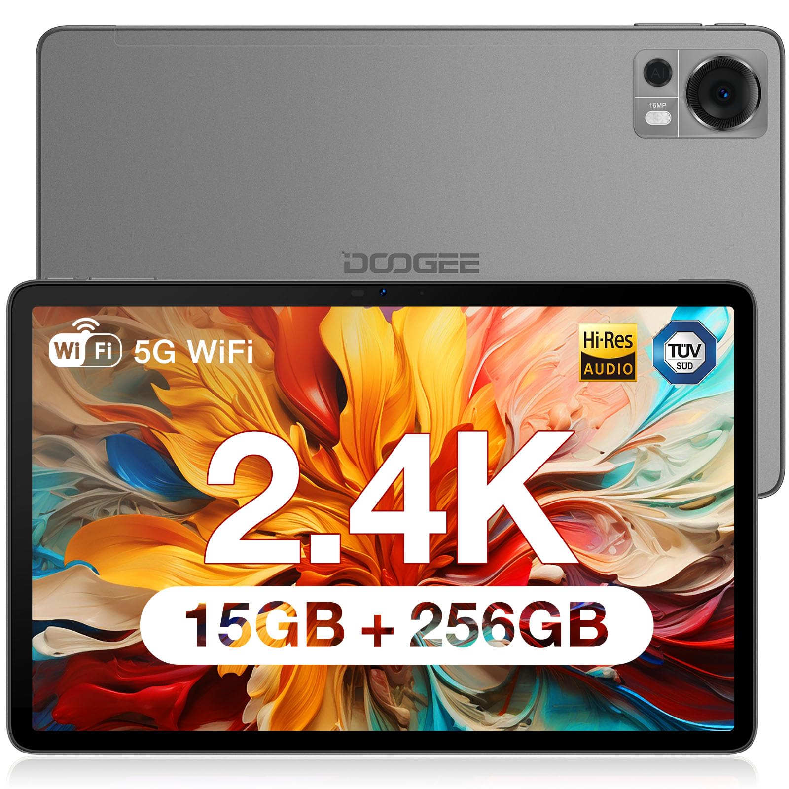 DOOGEE T20 Android Tablet,10.4'' 2K Tablet,15GB+256GB, Hi-Res Quad Speakers, Octa-core Gaming Tablet, 8300mAh Battery, 2.4G/5G WiFi Tablet Android 12, TÜV Low Bluelight, Split Screen