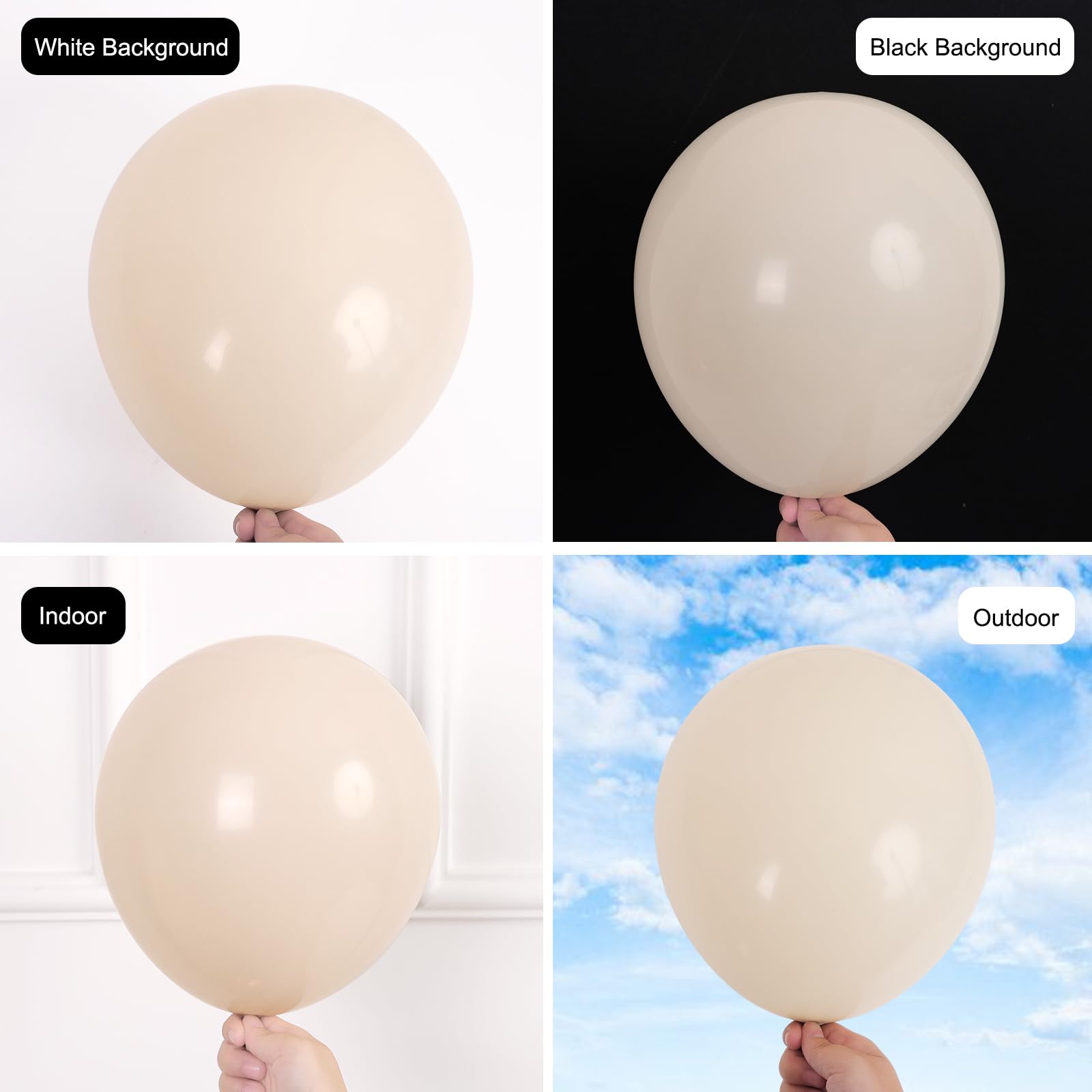 RUBFAC Sand White Balloons, 146pcs Different Sizes Pack of 18 12 10 5 Inch for Beige Balloon Garland Arch as Graduation Wedding Birthday Baby Shower Anniversary Party Decorations