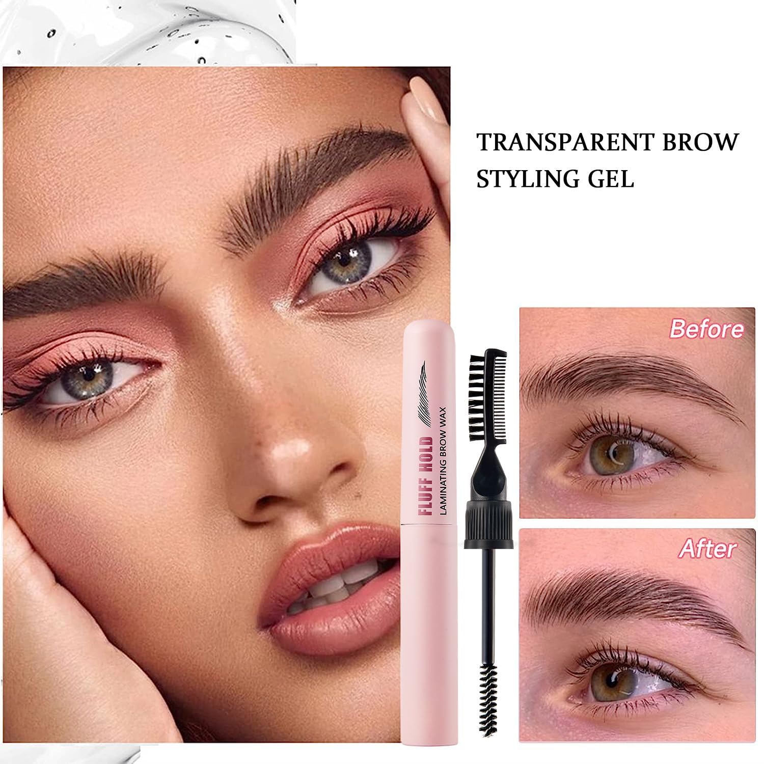 YALINCMOO Eyebrow Gel, Brow Styling Gel, Double-headed Brow Comb Eyebrow, Waterproof and Antiperspirant Eyebrow Gel Eyebrow Shape can be Defined Naturally