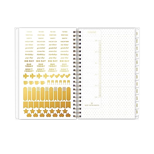 2023-2024 Day Designer Swiss Dot Blush Frosted Polypropylene Weekly/Monthly Academic Planning Calendar, 5" x 8", July 2023 to June 2024, 142497