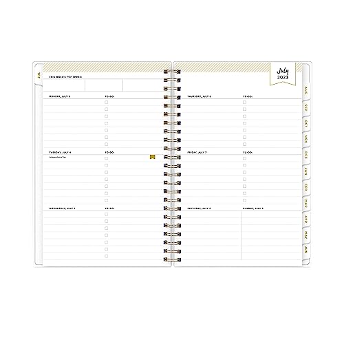 2023-2024 Day Designer Swiss Dot Blush Frosted Polypropylene Weekly/Monthly Academic Planning Calendar, 5" x 8", July 2023 to June 2024, 142497