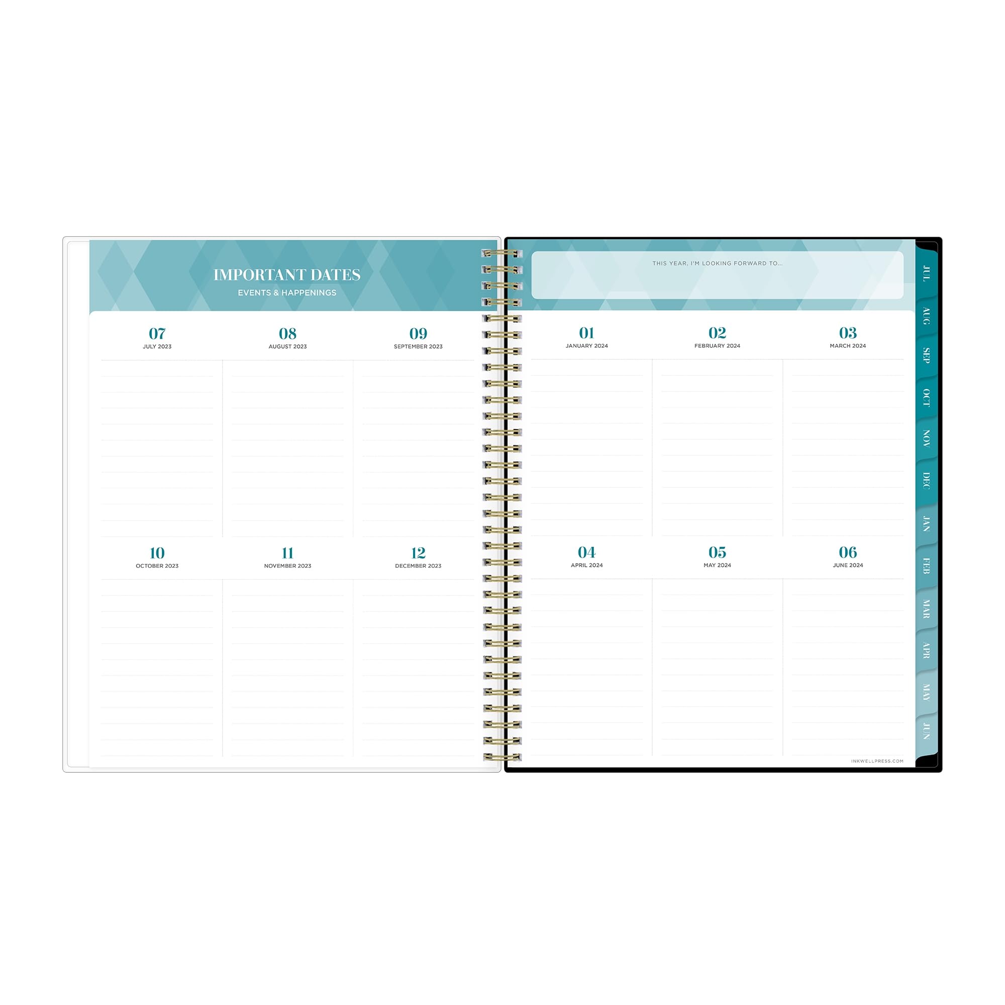 2023-2024 Blue Sky™ Inkwell Press Windblown CYO Horizontal Flex Weekly/Monthly Academic Planning Calendar, 8-1/2" x 11", Charcoal, July 2023 to June 2024, 142397