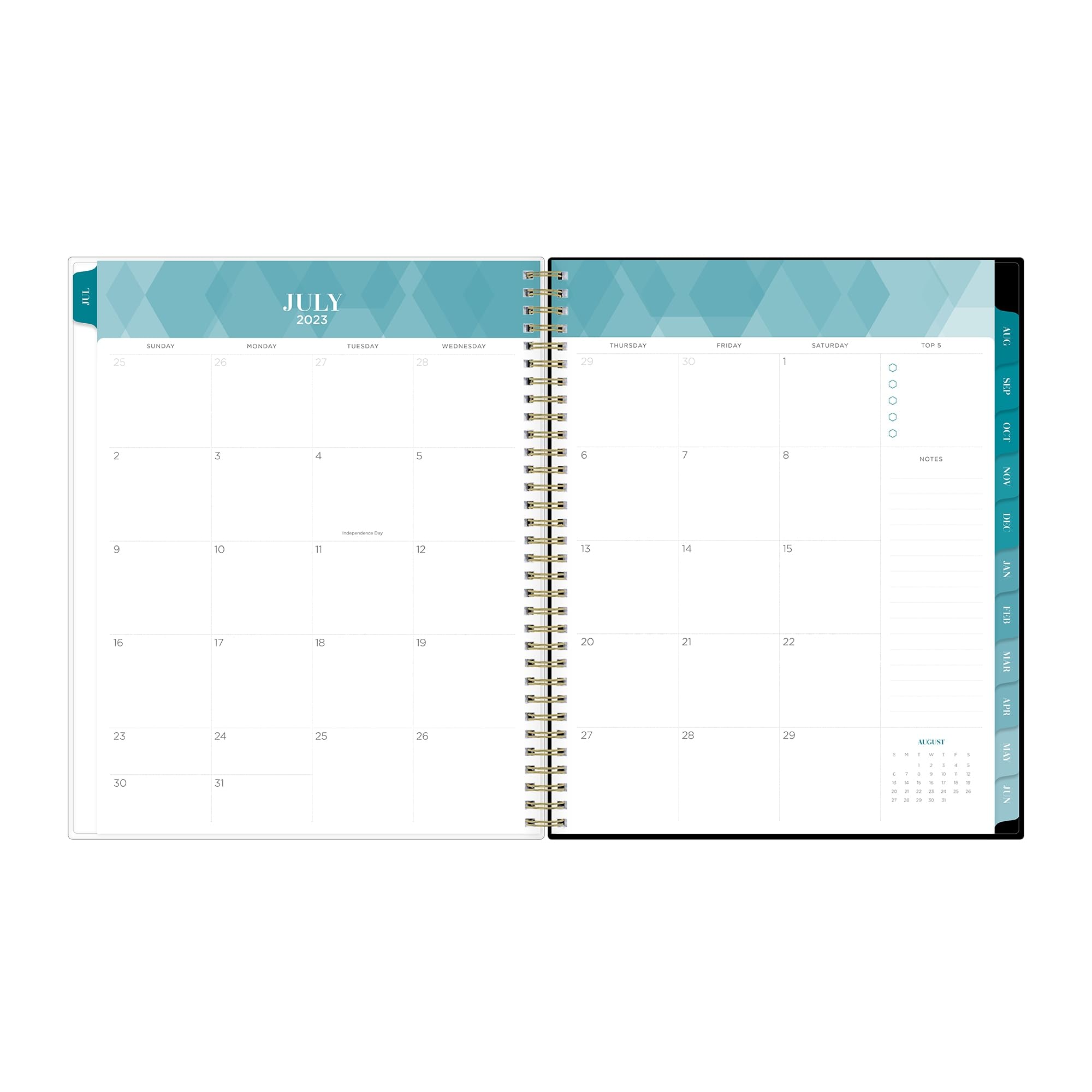 2023-2024 Blue Sky™ Inkwell Press Windblown CYO Horizontal Flex Weekly/Monthly Academic Planning Calendar, 8-1/2" x 11", Charcoal, July 2023 to June 2024, 142397