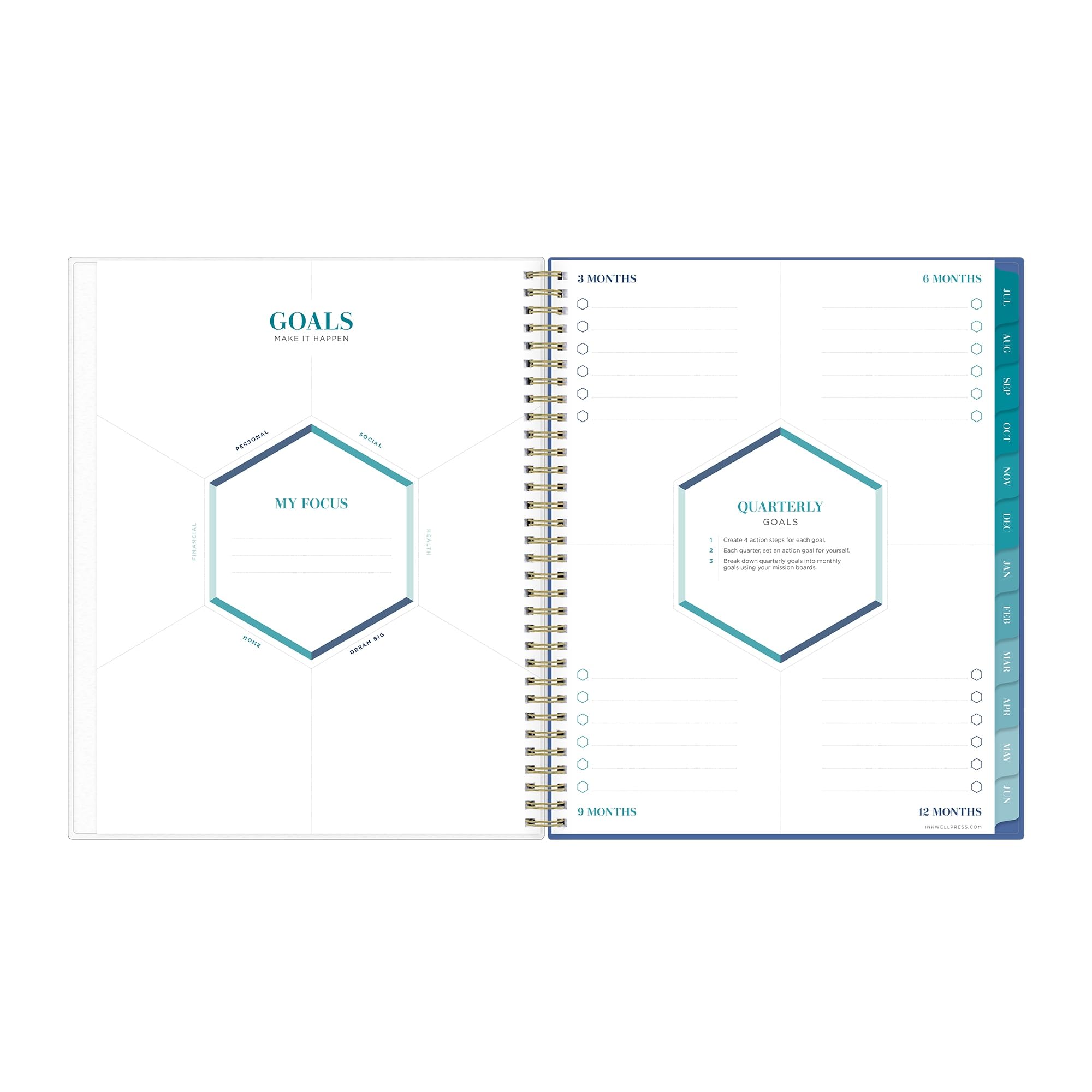 2023-2024 Blue Sky™ Inkwell Press Whirlwind Frosted Polypropylene Horizontal Weekly/Monthly Flex Academic Planning Calendar, 8-1/2" x 11", July 2023 to June 2024, 142398