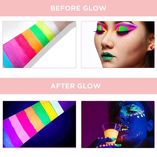 ANYI 8 Colors UV Glow Neon Eyeliner Set, Matte Colorful Eyeliner Pen, Neon Makeup Face Paint, Rainbow Graphic Eyeliner UV Glow in the Dark for Halloween Costume Holiday Birthday Masquerades