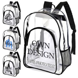 xrlsg personalized clear backpack for girls boys custom name pvc transparent backpacks perfect for school office - own design