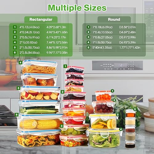 OSTBA APPLIANCE 50 PCS Food Storage Container with Lids, Airtight Plastic Food Containers for Kitchen, and Pantry BPA-Free storage containers-100% Leakproof, Reuasable & Dishwasher