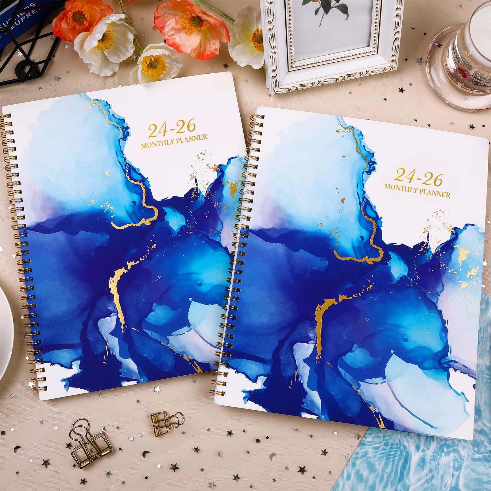 2024-2026 Monthly Planner/Calendar - Jul. 2024 - Jun. 2026, 9" × 11", Two-Year Monthly Planner 2024-2026 with Flexible Cover + Pockets - Waterink