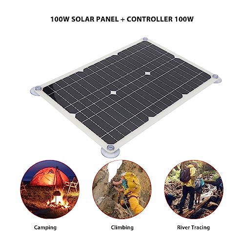 Monocrystalline Portable Solar Charger 100 Watt Solar Panel Charger, 100W 18V Solar Panel Kits,Charge Controller Solar Trickle Charger for Outdoor RV Boat Trailer Marine