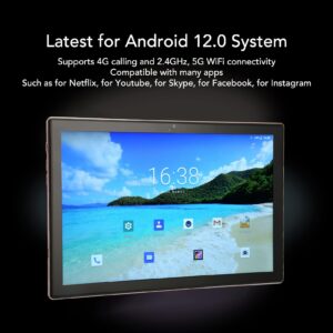 2 in 1 Tablet with Keyboard, 10.1 inch Android 12 Tablet PC, 8+256GB, Octa Core, 8MP+16MP Dual Camera, GPS, Bluetooth, WiFi, 4G LTE Tablet with Case (US Plug 100‑240V)