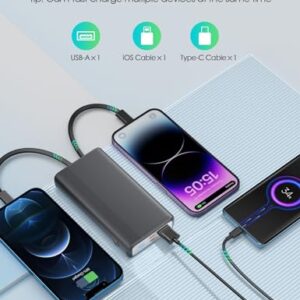 Portable Charger Power Bank 20000mAh, 22.5W PD 3.0 Fast Charging Battery Pack with 3 Built-in Cables, Portable Phone Charger with LED Display, USB-C Battery Pack Compatible with iPhone, Samsung etc.