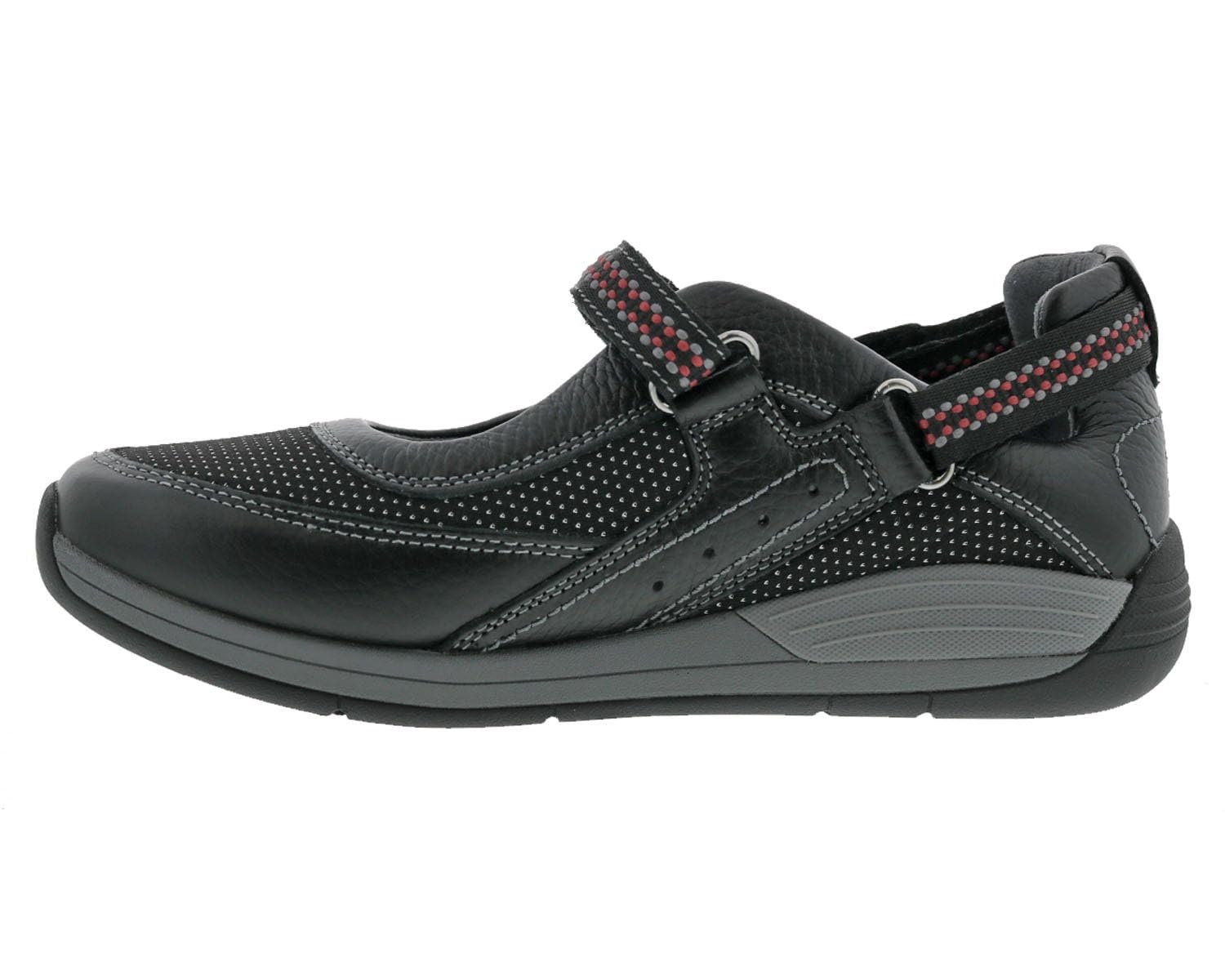 Drew Triumph Womens Hook and Loop Comfort Shoe, Black Combo,10.5 XXW (XW 4E)