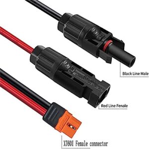 REEYINTCK Solar Charge Cable Connector to XT60i Adapter Connector Solar Panel XT60i-F Extension Cable 12AWG Ecoflow Charge Cable Compatible for XT60i Input Port Portable Power Station 150CM(5FT)