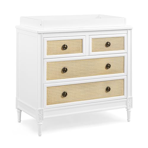 Delta Children Madeline, Dresser w Interlocking, Bianca White/Textured Almond