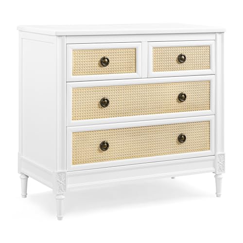 Delta Children Madeline, Dresser w Interlocking, Bianca White/Textured Almond