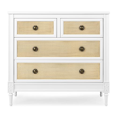 Delta Children Madeline, Dresser w Interlocking, Bianca White/Textured Almond