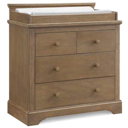 Simmons Kids Paloma 4 Drawer Dresser with Changing Top and Interlocking Drawers - Greenguard Gold Certified, Rustic Acorn