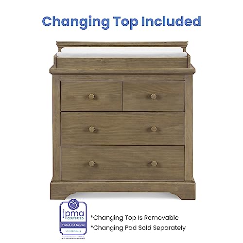 Simmons Kids Paloma 4 Drawer Dresser with Changing Top and Interlocking Drawers - Greenguard Gold Certified, Rustic Acorn