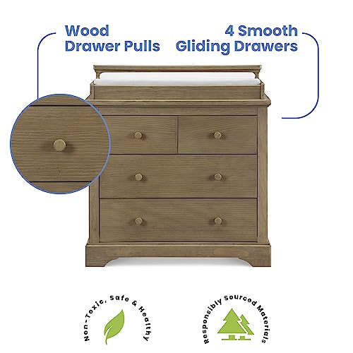 Simmons Kids Paloma 4 Drawer Dresser with Changing Top and Interlocking Drawers - Greenguard Gold Certified, Rustic Acorn