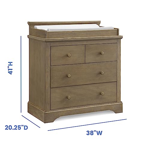 Simmons Kids Paloma 4 Drawer Dresser with Changing Top and Interlocking Drawers - Greenguard Gold Certified, Rustic Acorn