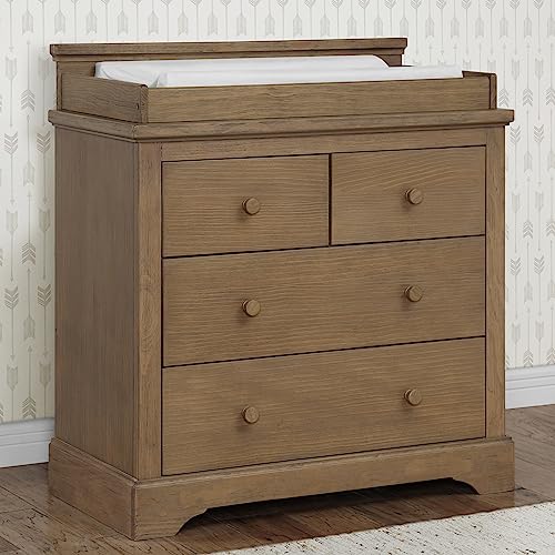 Simmons Kids Paloma 4 Drawer Dresser with Changing Top and Interlocking Drawers - Greenguard Gold Certified, Rustic Acorn