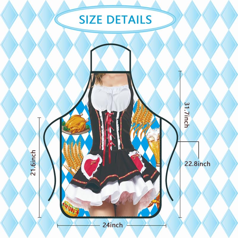 BELCOSD 2Pcs Oktoberfest Apron, German Oktoberfest Decorations Party, Bavarian Style Novelty Funny Aprons for Women, Adjustable Tying Ropes, Couples Cooking Dirndl Apron