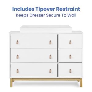 GAP babyGap Legacy 6 Drawer Dresser with Leather Pulls and Interlocking Drawers - Greenguard Gold Certified, Bianca White/Natural