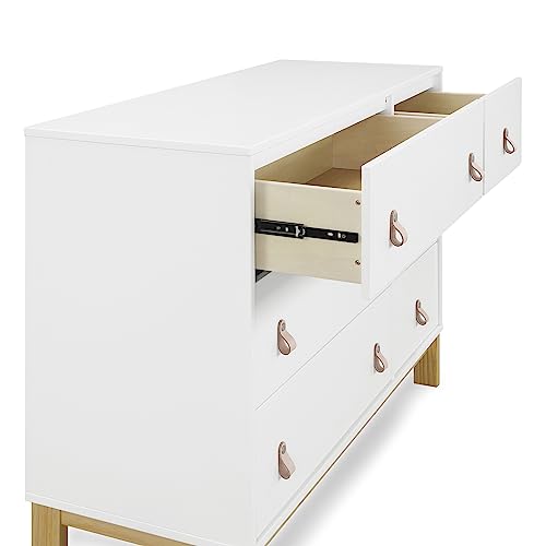 GAP babyGap Legacy 6 Drawer Dresser with Leather Pulls and Interlocking Drawers - Greenguard Gold Certified, Bianca White/Natural