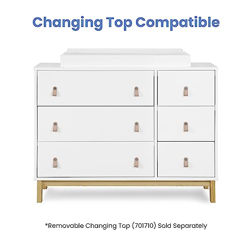 GAP babyGap Legacy 6 Drawer Dresser with Leather Pulls and Interlocking Drawers - Greenguard Gold Certified, Bianca White/Natural