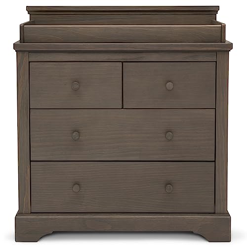 Simmons Kids Paloma 4 Drawer Dresser with Changing Top and Interlocking Drawers - Greenguard Gold Certified, Rustic Grey