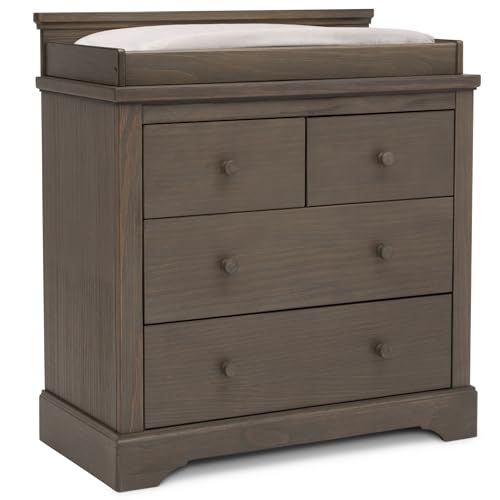 Simmons Kids Paloma 4 Drawer Dresser with Changing Top and Interlocking Drawers - Greenguard Gold Certified, Rustic Grey