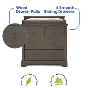 Simmons Kids Paloma 4 Drawer Dresser with Changing Top and Interlocking Drawers - Greenguard Gold Certified, Rustic Grey