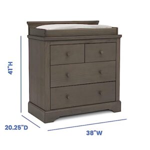 Simmons Kids Paloma 4 Drawer Dresser with Changing Top and Interlocking Drawers - Greenguard Gold Certified, Rustic Grey