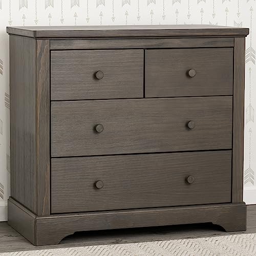 Simmons Kids Paloma 4 Drawer Dresser with Changing Top and Interlocking Drawers - Greenguard Gold Certified, Rustic Grey