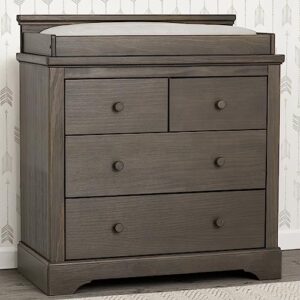 Simmons Kids Paloma 4 Drawer Dresser with Changing Top and Interlocking Drawers - Greenguard Gold Certified, Rustic Grey