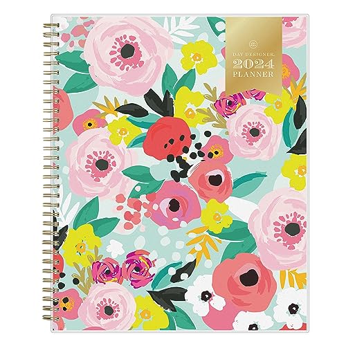 Blue Sky Day Designer 2024 Weekly and Monthly Planner, 8.5" x 11", Frosted Cover, Wirebound, Secret Garden Mint (140101-24)