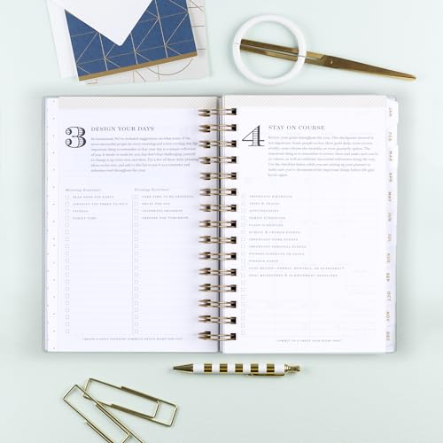 Day Designer for Blue Sky 2024 Daily and Monthly Planner, 5" x 8", Frosted Cover, Wirebound, Navy Stripe (103623-24)