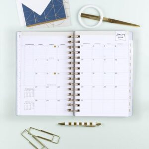 Day Designer for Blue Sky 2024 Daily and Monthly Planner, 5" x 8", Frosted Cover, Wirebound, Navy Stripe (103623-24)