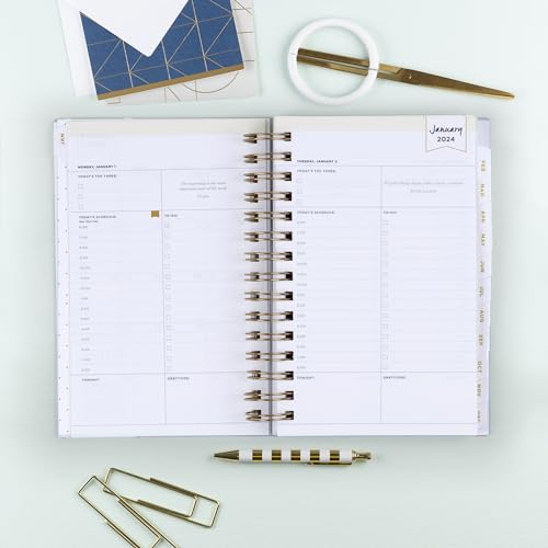 Day Designer for Blue Sky 2024 Daily and Monthly Planner, 5" x 8", Frosted Cover, Wirebound, Navy Stripe (103623-24)