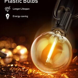 Brightown 30Ft G40 Outdoor Patio String Light-Connectable Globe Lights with 30 Clear Bulbs(2 Spare), UL Listed (30 Ft, Black)