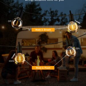 Brightown 30Ft G40 Outdoor Patio String Light-Connectable Globe Lights with 30 Clear Bulbs(2 Spare), UL Listed (30 Ft, Black)