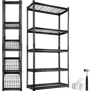 vevor storage shelving unit, 5-tier adjustable, 2000 lbs capacity, heavy duty garage shelves metal organizer wire rack, black, 36" l x 16" w x 72" h for kitchen pantry basement bathroom laundry closet