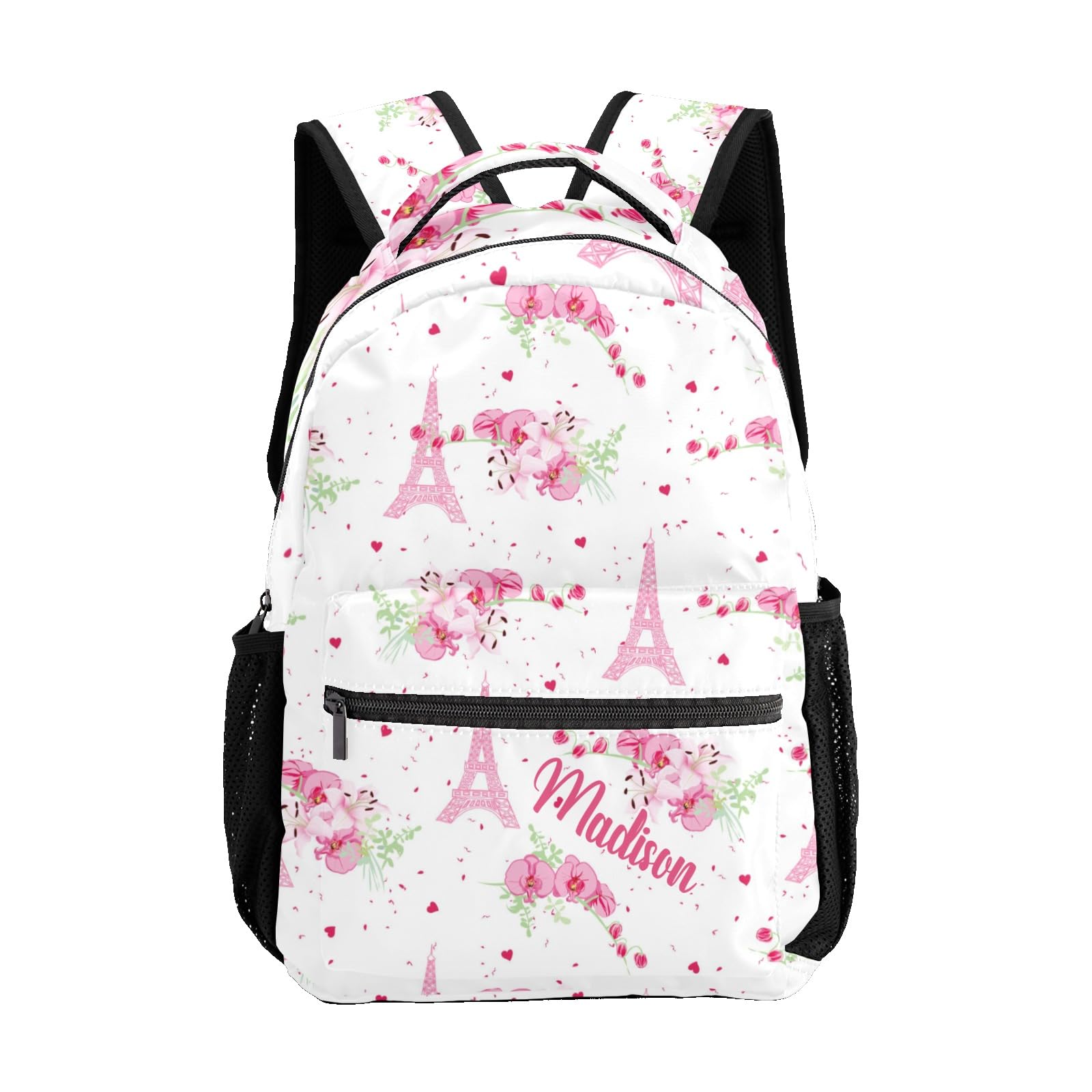 Liveweike Custom Kids Backpack,Romantic Pink Floral Personalized Kid's School Bookbags Bag for Gift Girl Boy Children