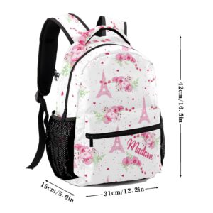 Liveweike Custom Kids Backpack,Romantic Pink Floral Personalized Kid's School Bookbags Bag for Gift Girl Boy Children