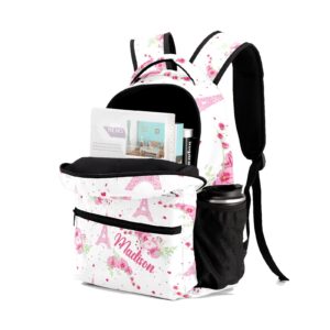 Liveweike Custom Kids Backpack,Romantic Pink Floral Personalized Kid's School Bookbags Bag for Gift Girl Boy Children